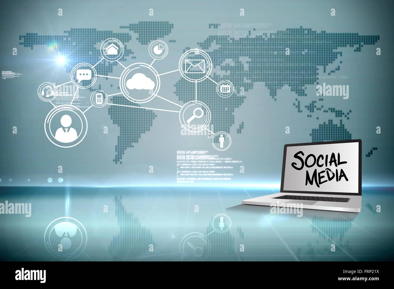 Laptop with social media Stock Photo - Alamy