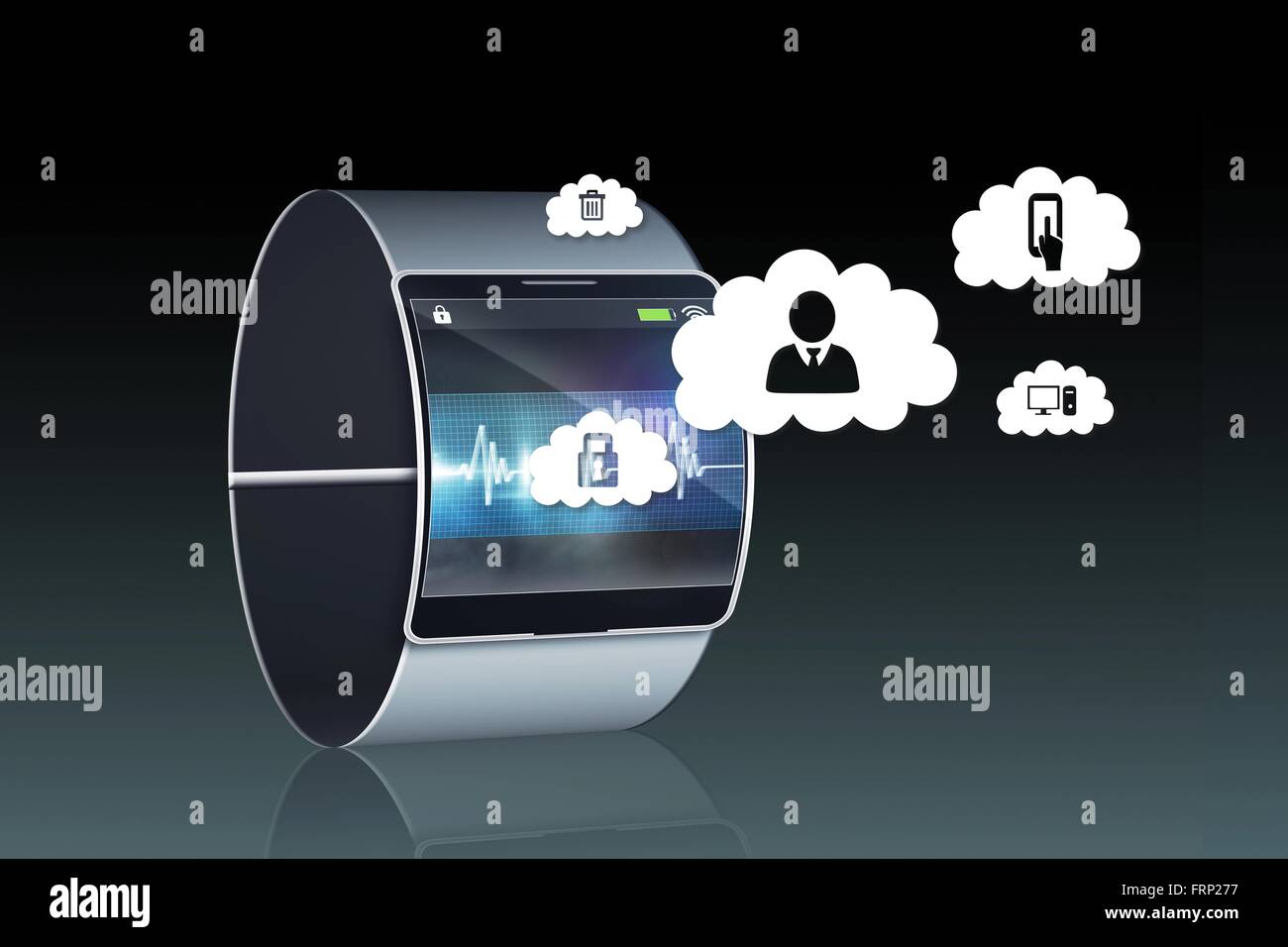Smartwatch with cloud and app graphics Stock Photo - Alamy