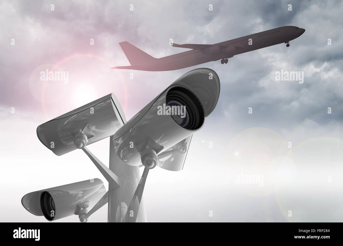 CCTV looking at airplane Stock Photo - Alamy