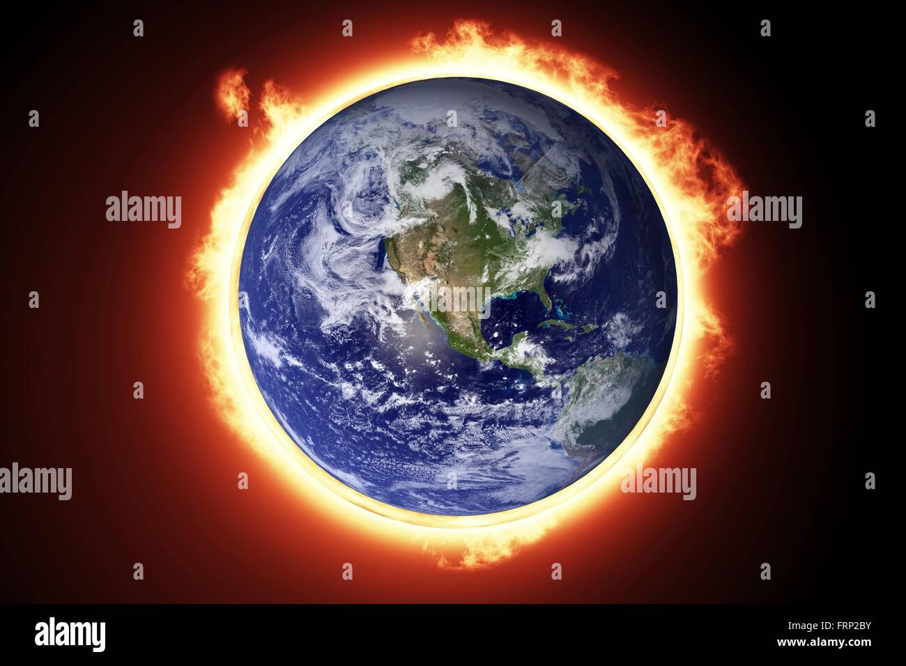 Flames fire earth globe hi-res stock photography and images - Alamy