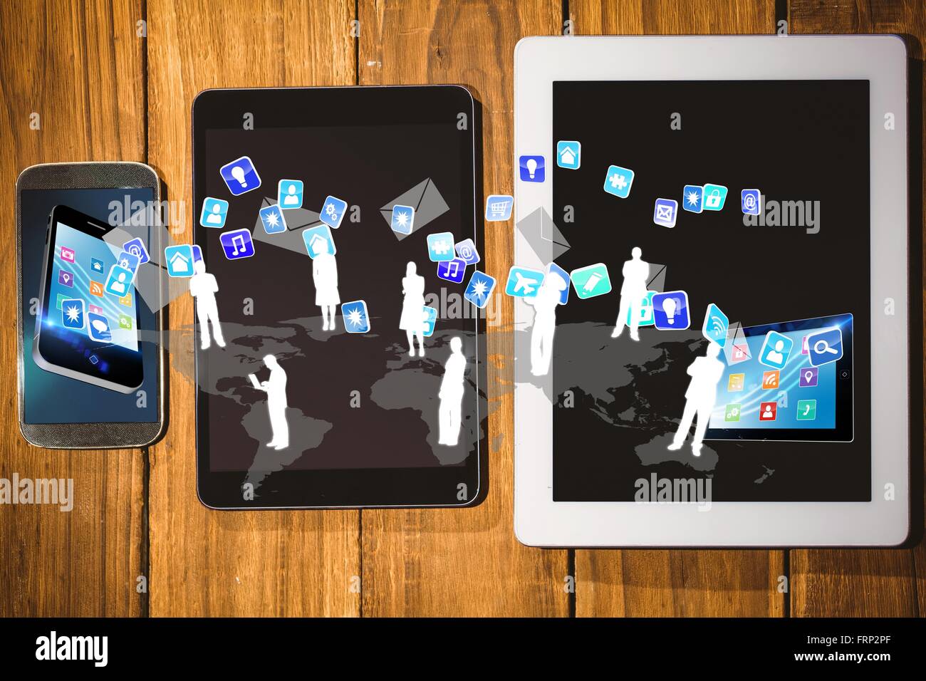 Media devices with app graphics Stock Photo - Alamy