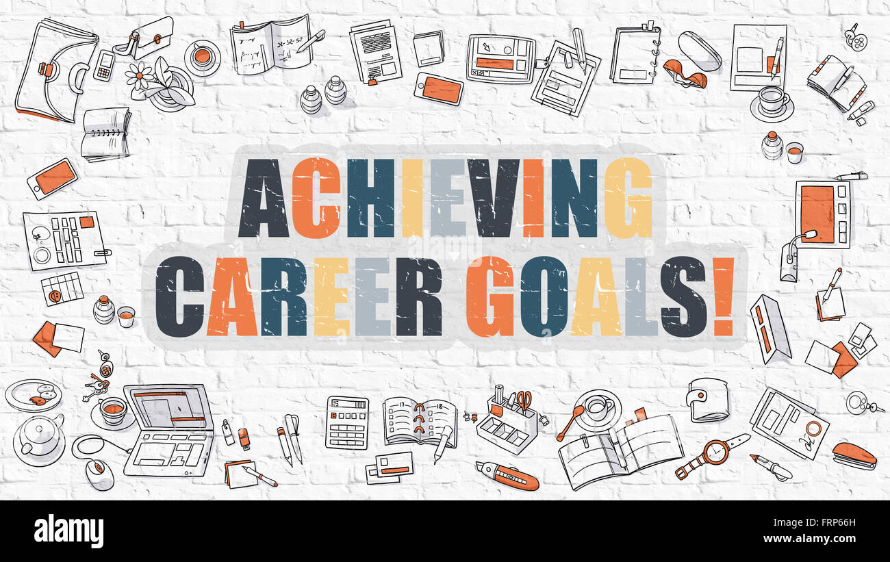 Achieving Career Goals Concept. Multicolor on White Brickwall Stock ...