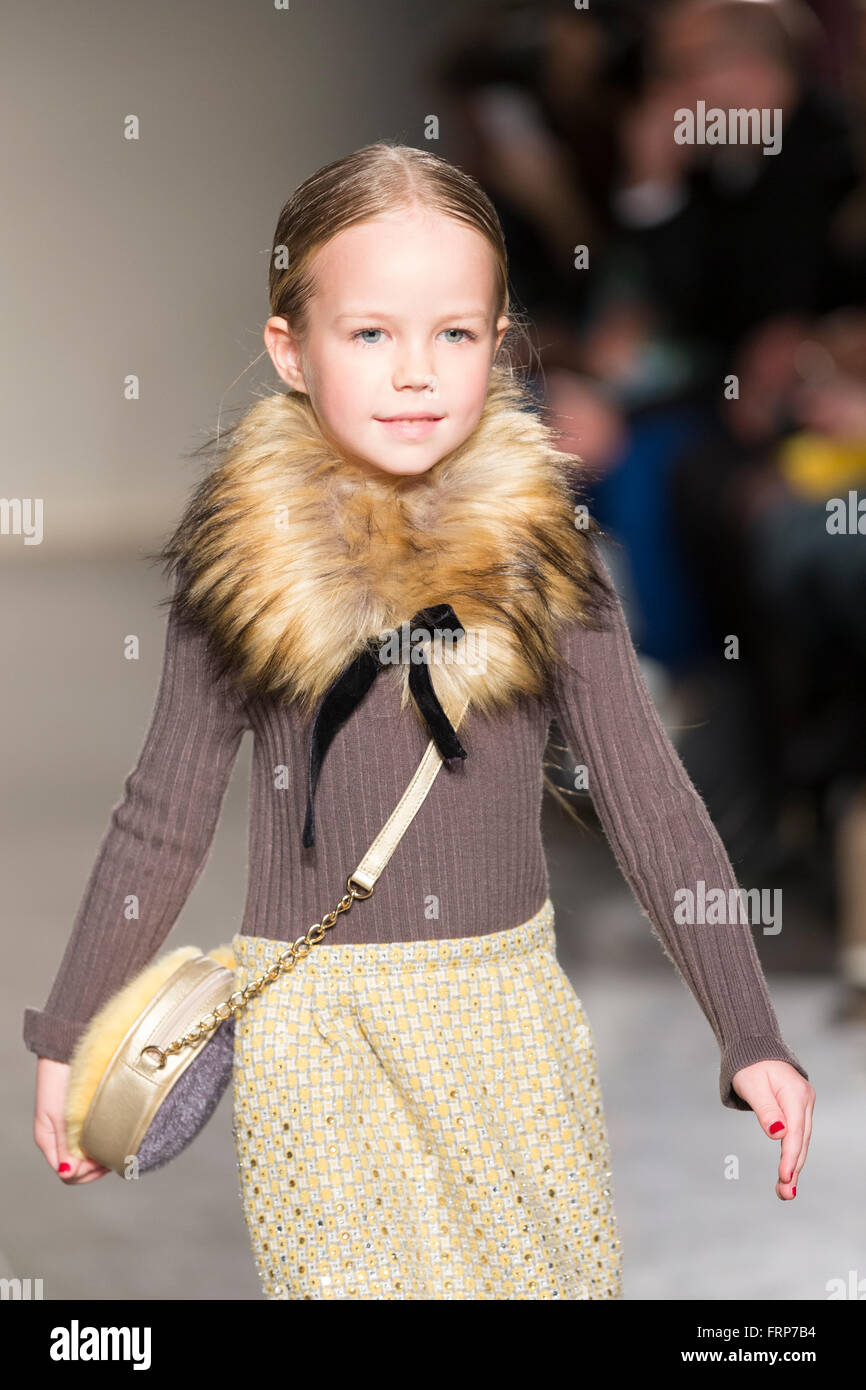 New York, NY USA - March 12, 2016: Young model walks runway for IMOGA ...