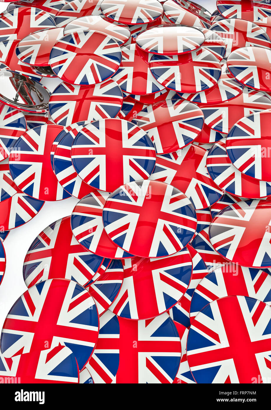 British badges / 3D render of metallic badges with British flag Stock ...