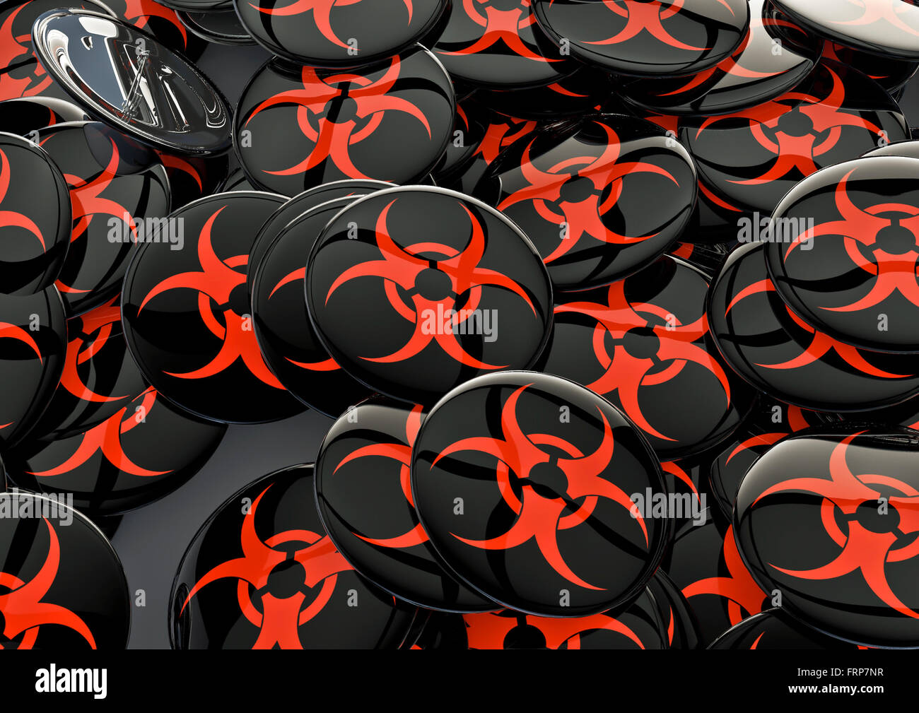 Biohazard badges / 3D render of metallic badges with biohazard symbol ...