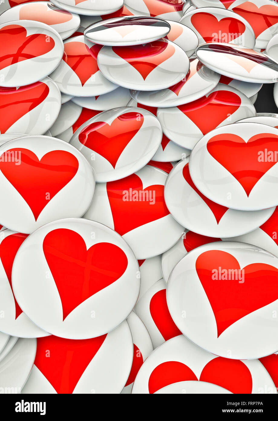 Heart badges / 3D render of metallic badges with heart symbol Stock ...