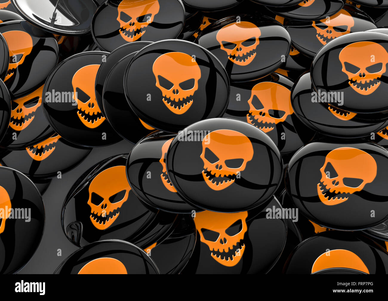 Skull badges / 3D render of metallic badges with skull symbol Stock ...