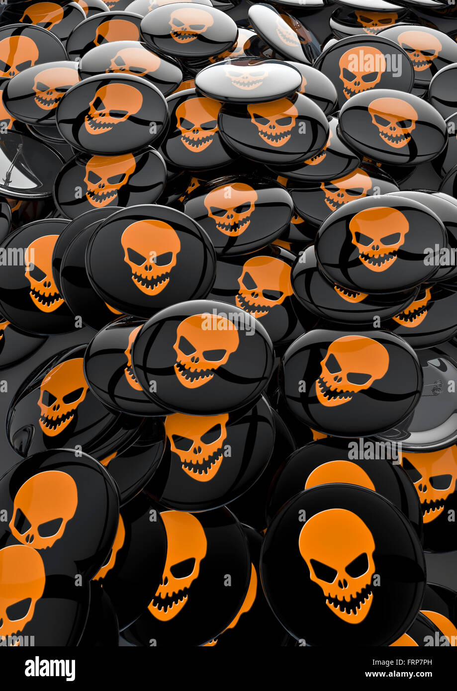 Skull badges / 3D render of metallic badges with skull symbol Stock ...