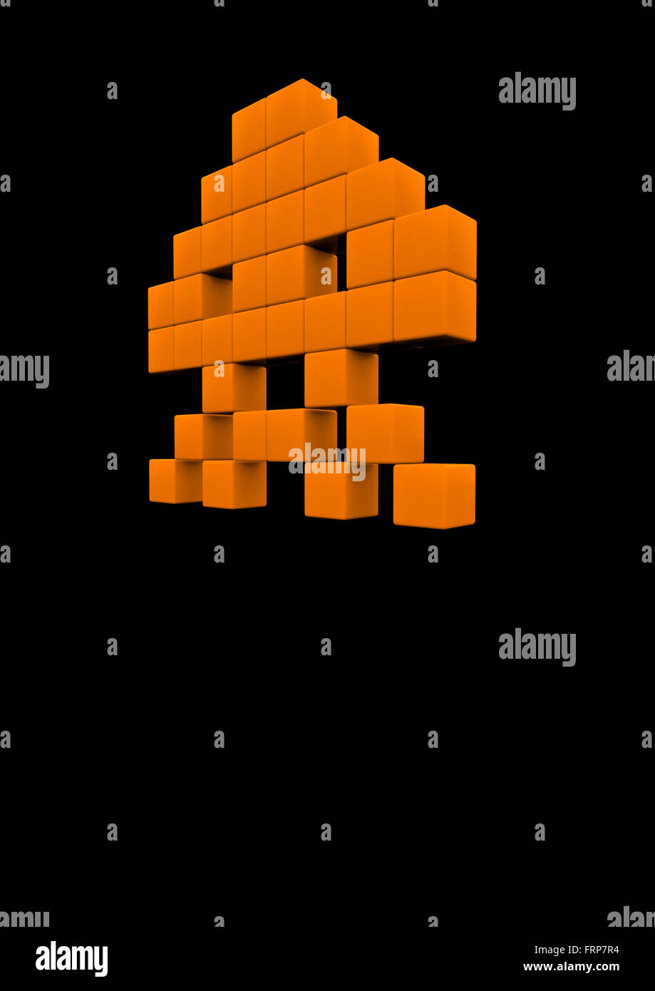 Space invader / 3D render of pixelated space invader Stock Photo - Alamy