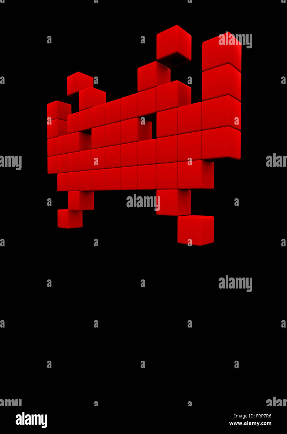 Space invader / 3D render of pixelated space invader Stock Photo - Alamy