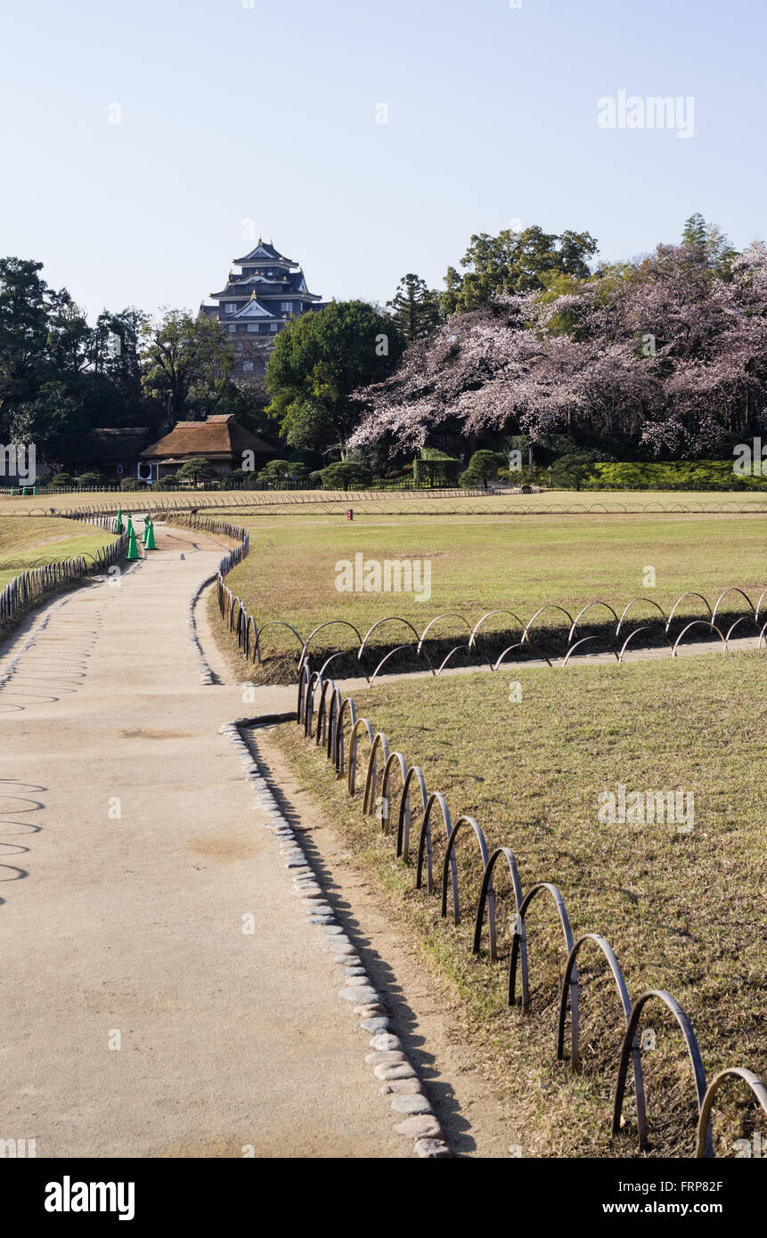 Okayama Castle as seen from Korakuen Garden in Spring, Okayama, Japan ...