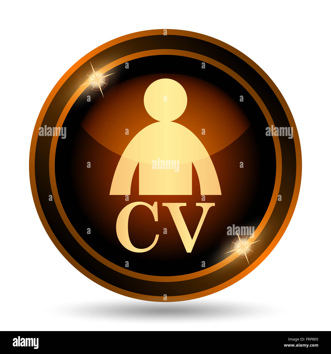 CV icon. Internet button on white background Stock Photo - Alamy