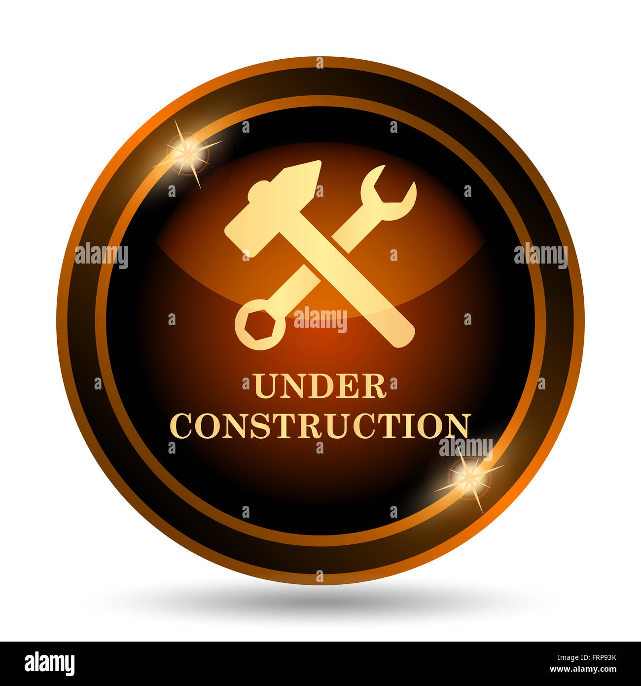 Under construction icon. Internet button on white background Stock ...