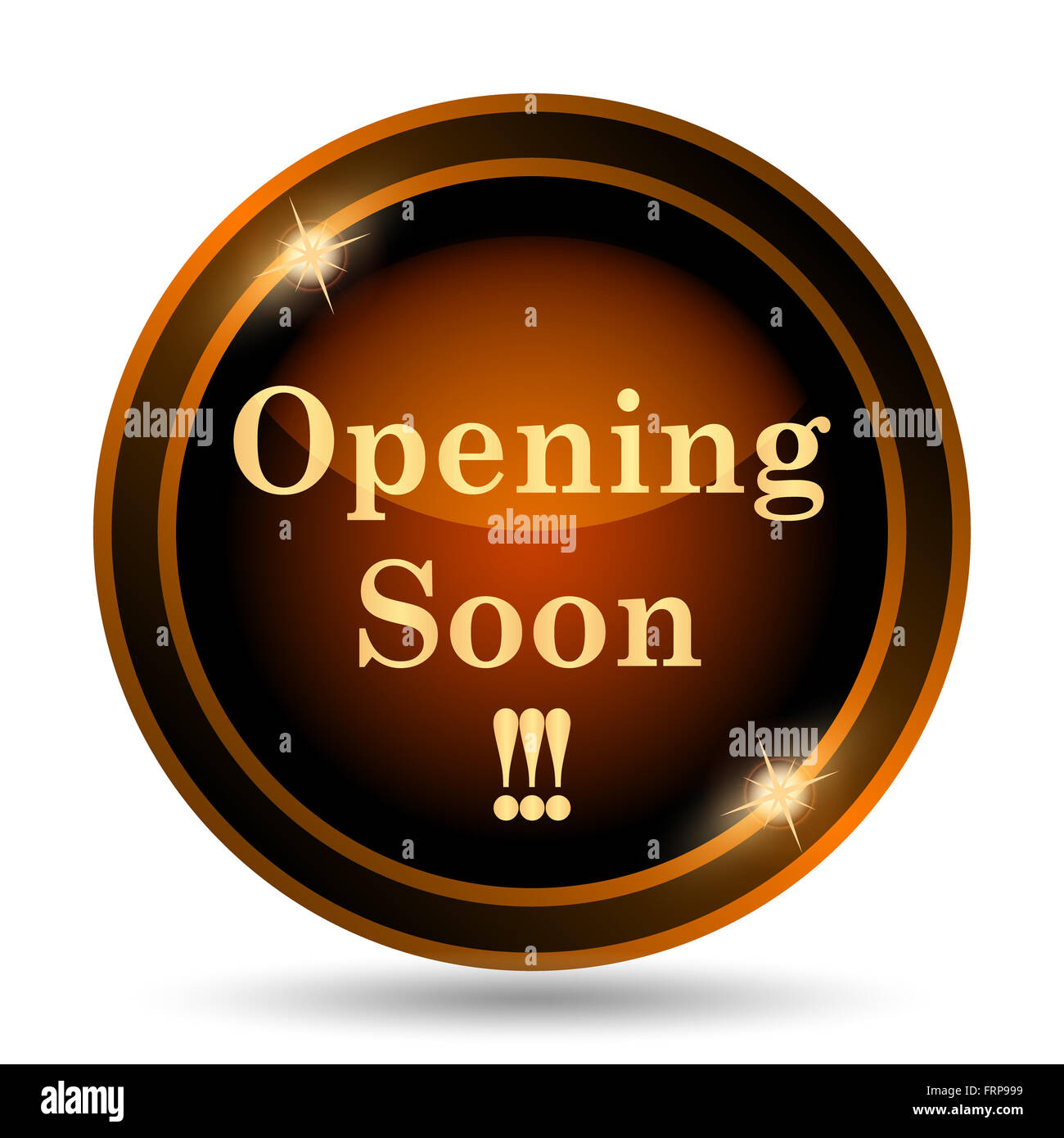 Opening soon icon. Internet button on white background Stock Photo - Alamy