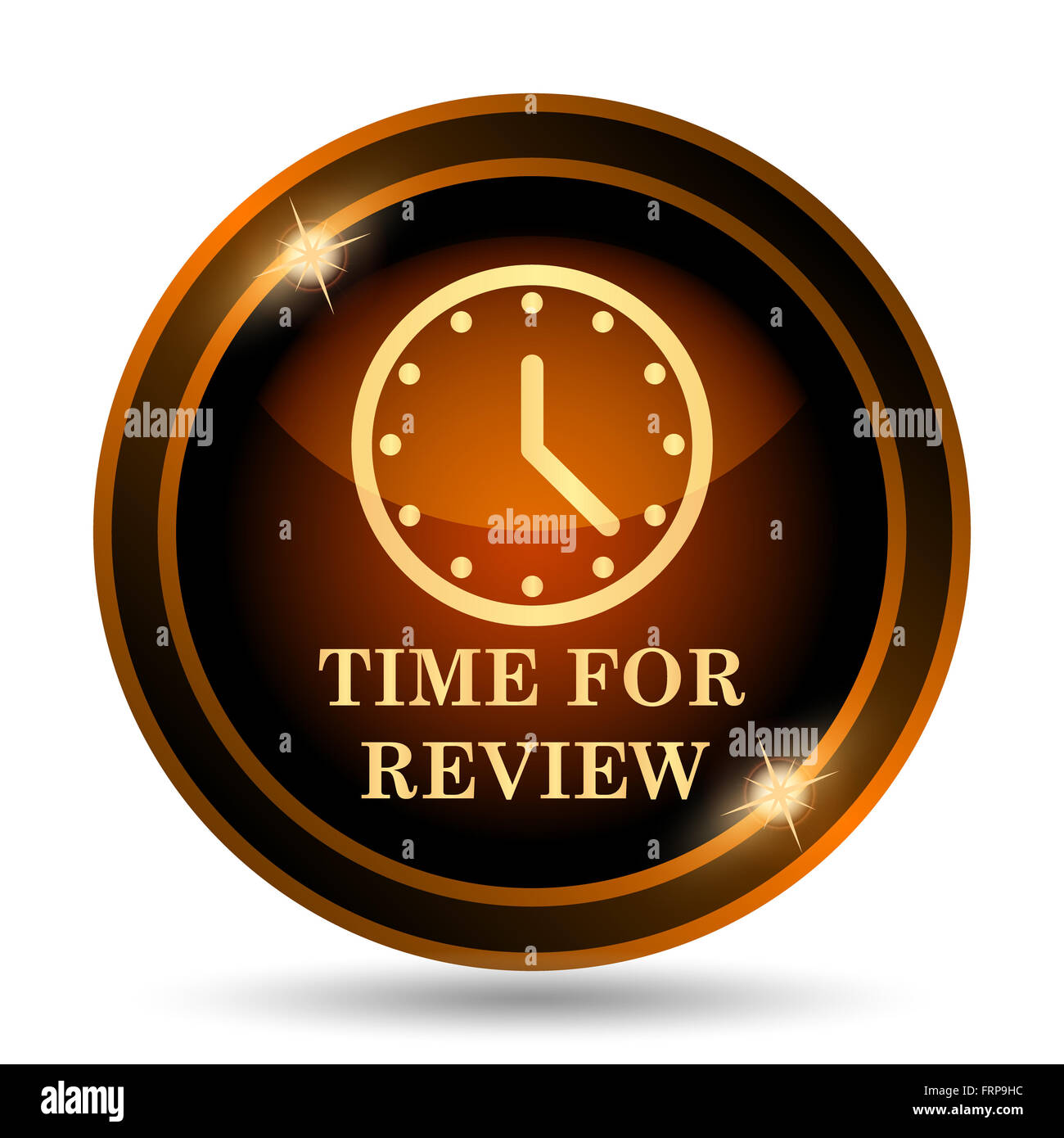 Time for review icon. Internet button on white background Stock Photo ...