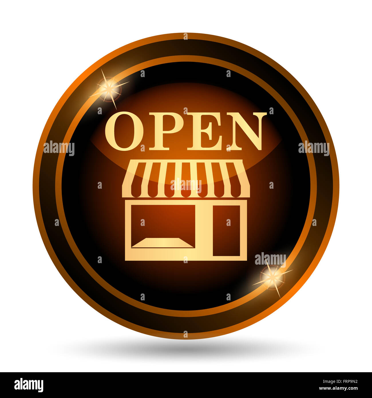 Open store icon. Internet button on white background Stock Photo - Alamy
