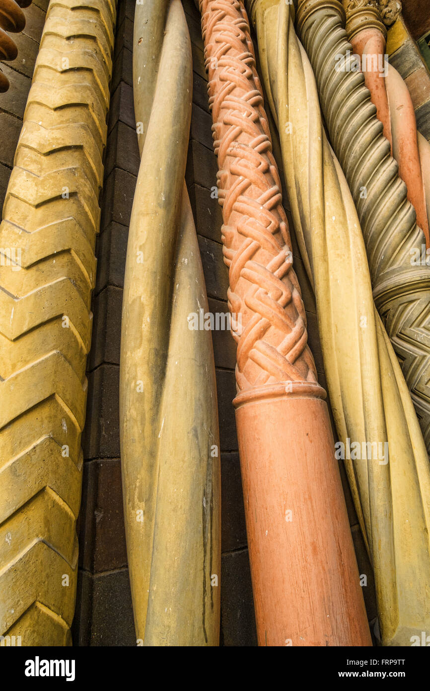 Twisted columns, neo gothic architecture detail Stock Photo - Alamy