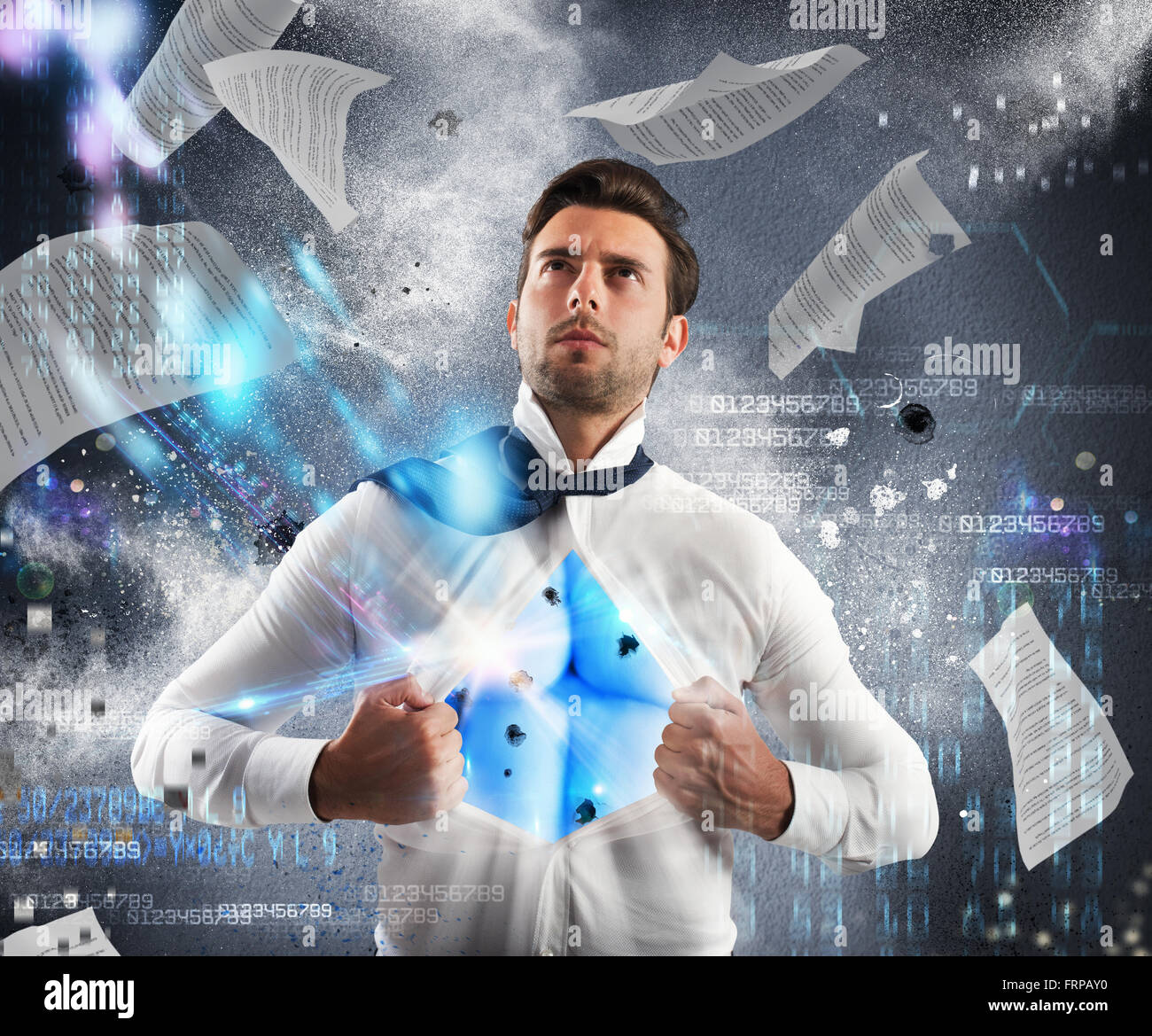 Invincible business superhero Stock Photo - Alamy