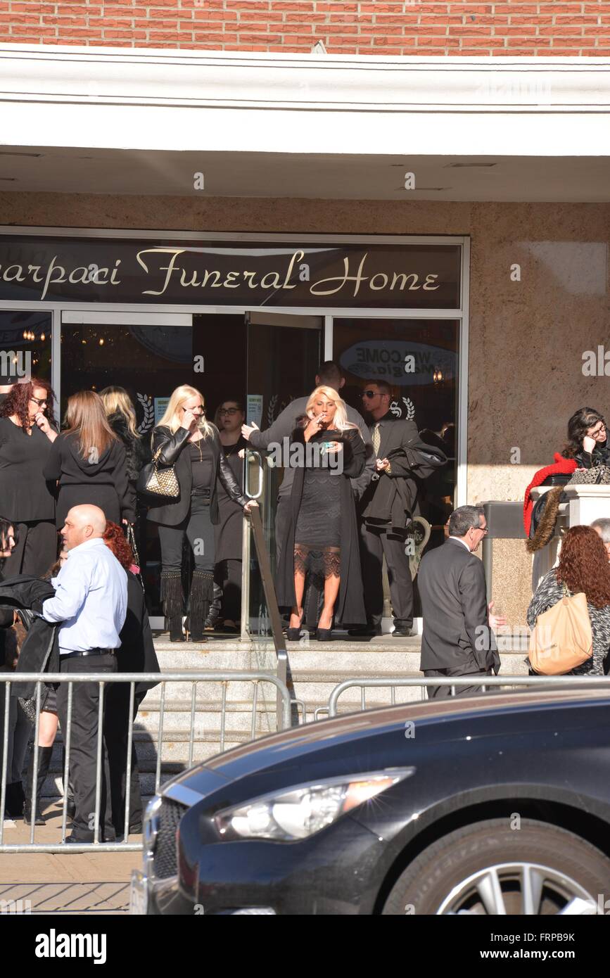 Guests attend a memorial service for the late Mob Wives star Big Ang ...