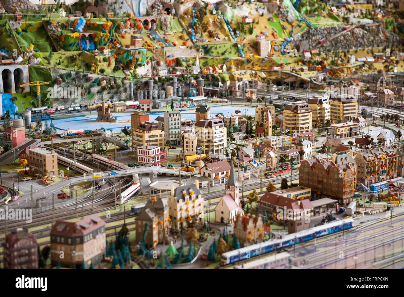 Miniature scale model of a modern city showing the buildings, streets ...