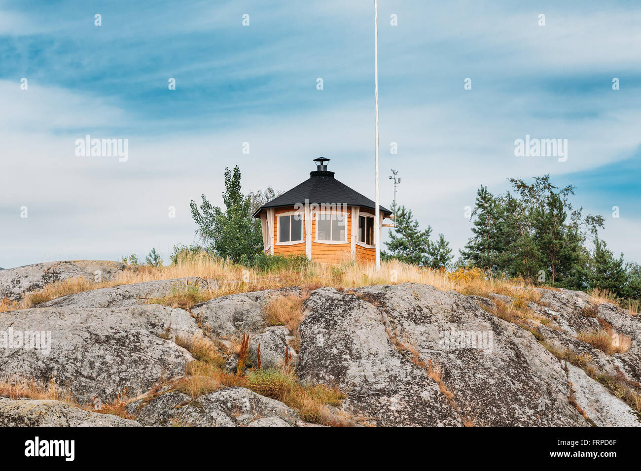 Small Finnish Weather Meteorological Station On Rock In Island in ...