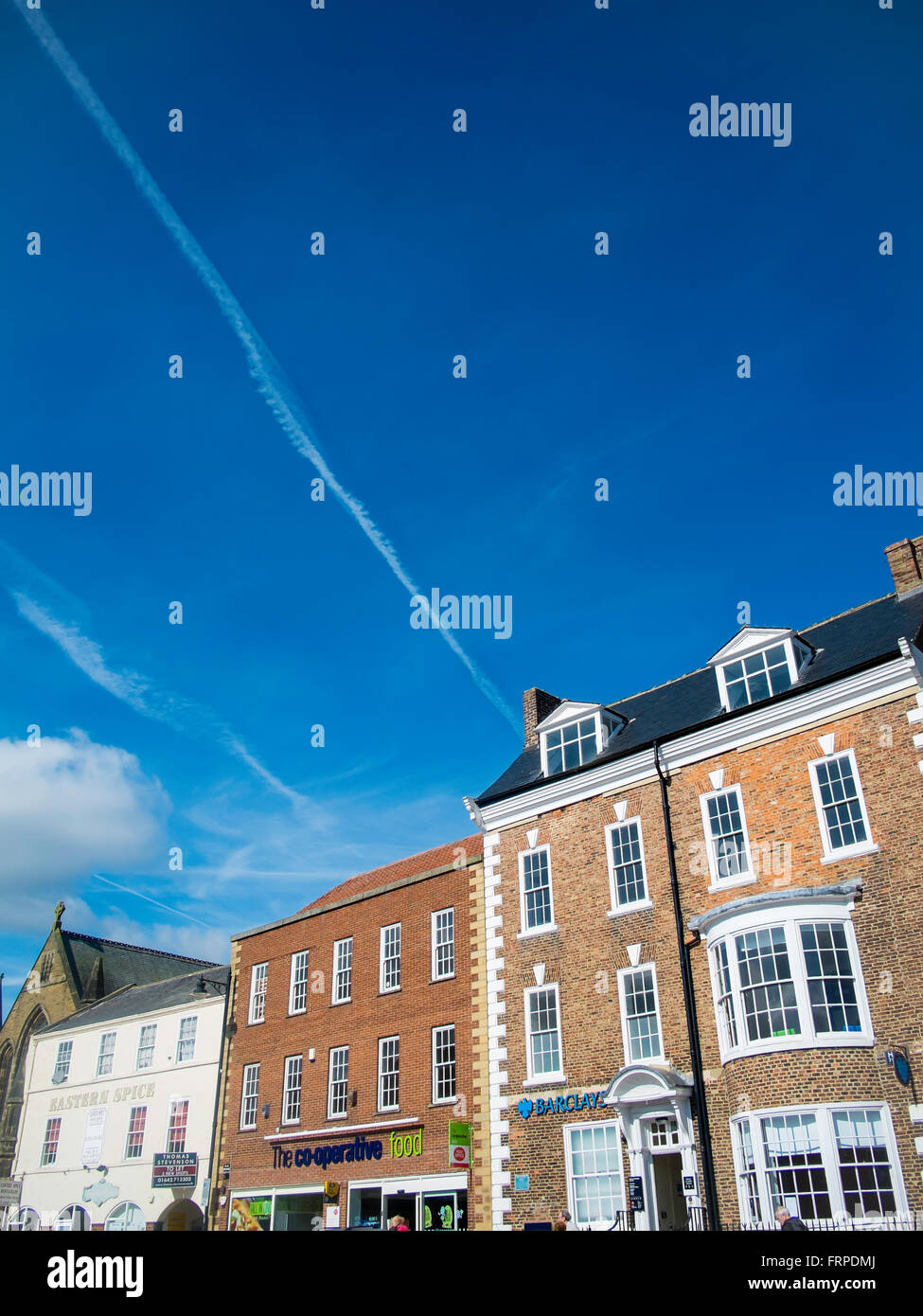 Historic buildings in the High Street of Stokesley North Yorkshire on a ...