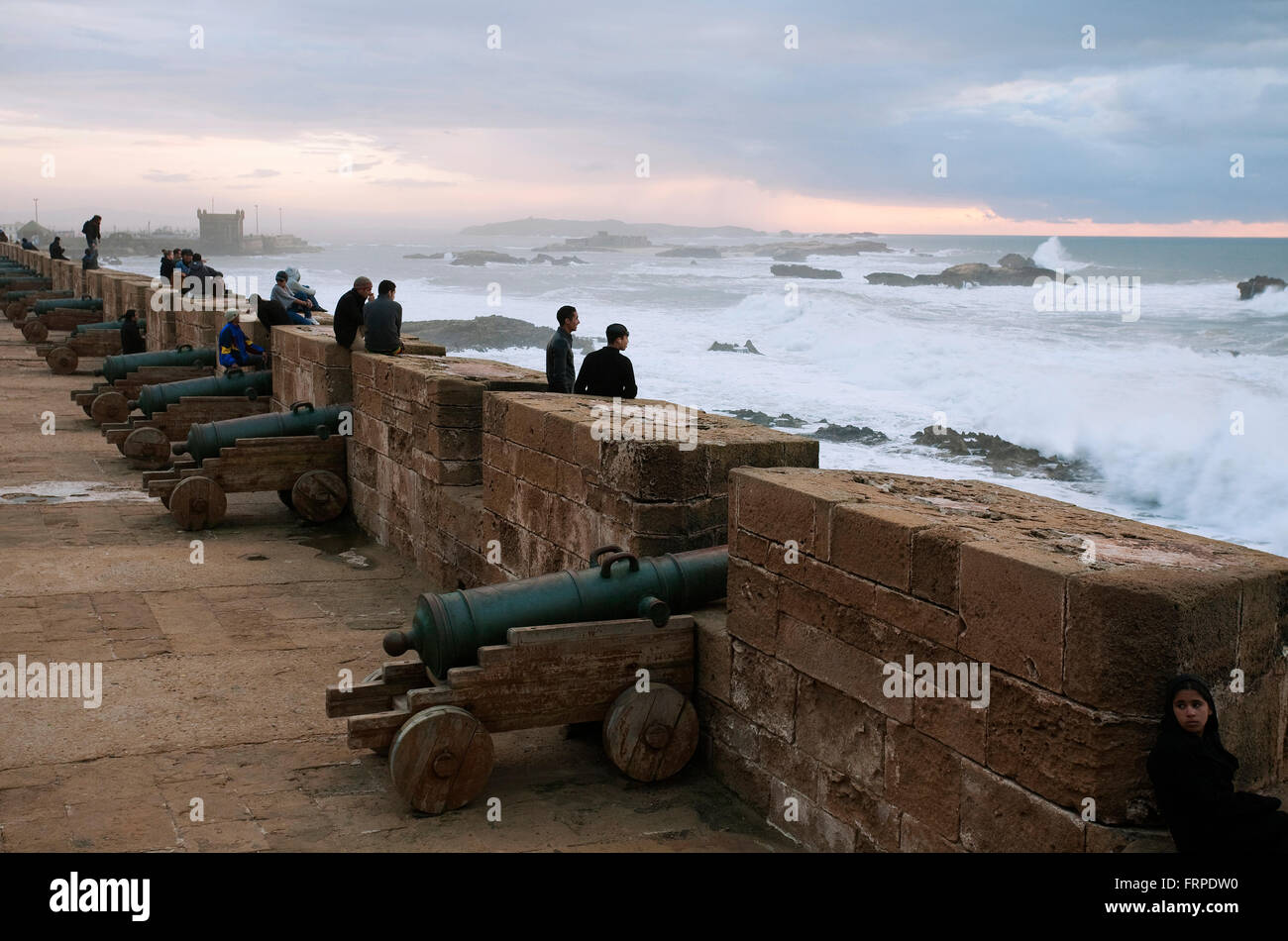 Old European cannons of Skala de la Ville, fortification built along ...