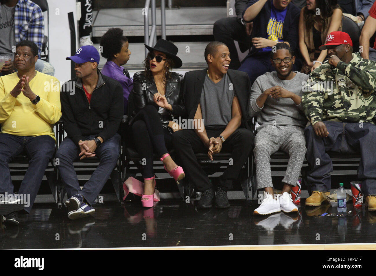 Celebrities at the Los Angeles Clippers game. The Golden State Warriors ...
