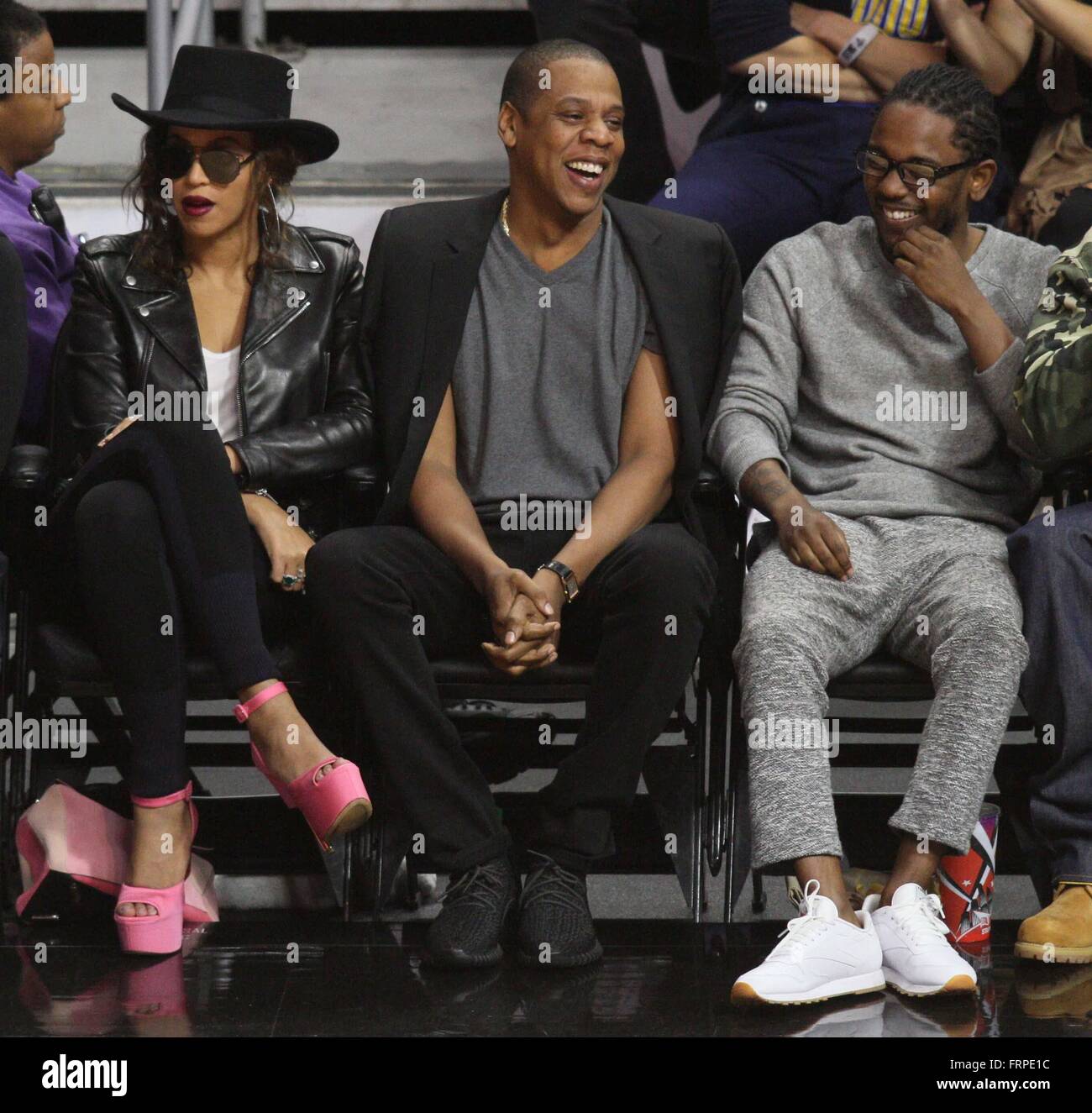 Celebrities at the Los Angeles Clippers game. The Golden State Warriors ...