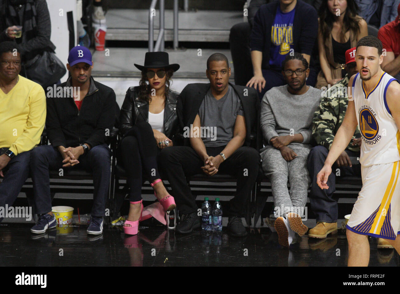 Celebrities at the Los Angeles Clippers game. The Golden State Warriors ...