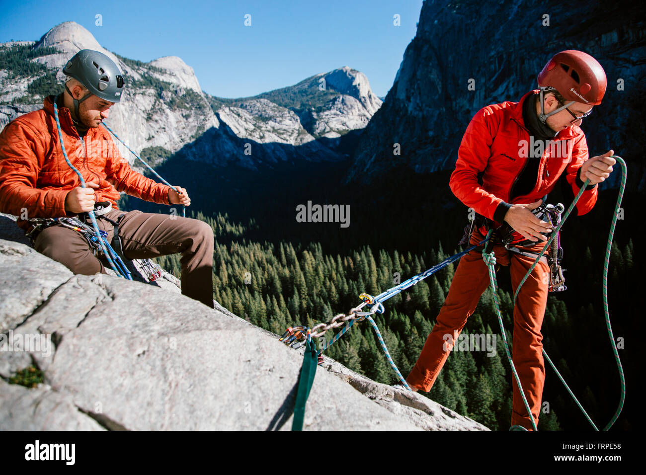 Two mountain climbers on top hi-res stock photography and images - Alamy