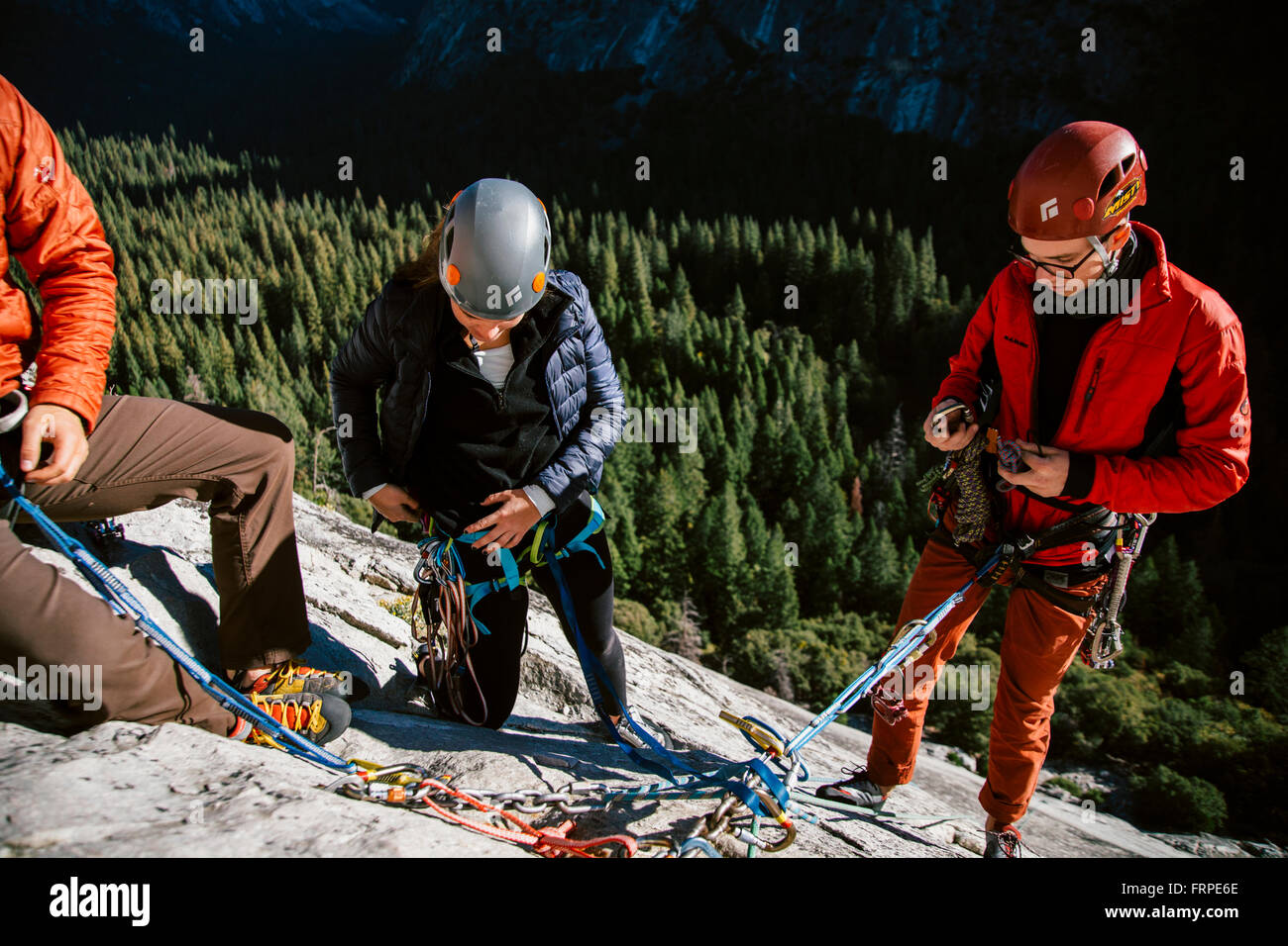 Rock climbers rappel down hi-res stock photography and images - Alamy