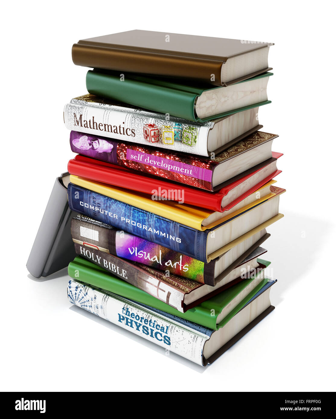 Stack of various books isolated on white background Stock Photo - Alamy
