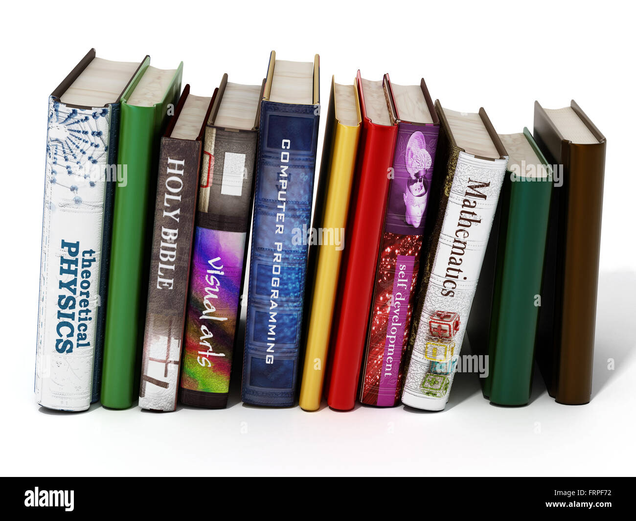 Stack of various books isolated on white background Stock Photo - Alamy