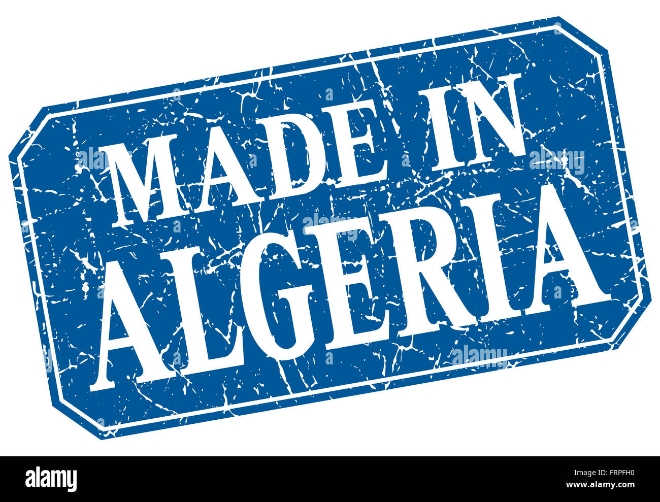 made in Algeria blue square grunge stamp Stock Photo - Alamy