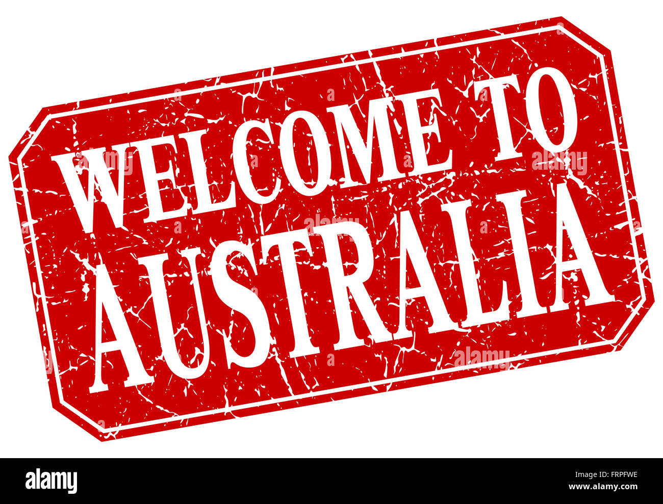 welcome to Australia red square grunge stamp Stock Photo - Alamy
