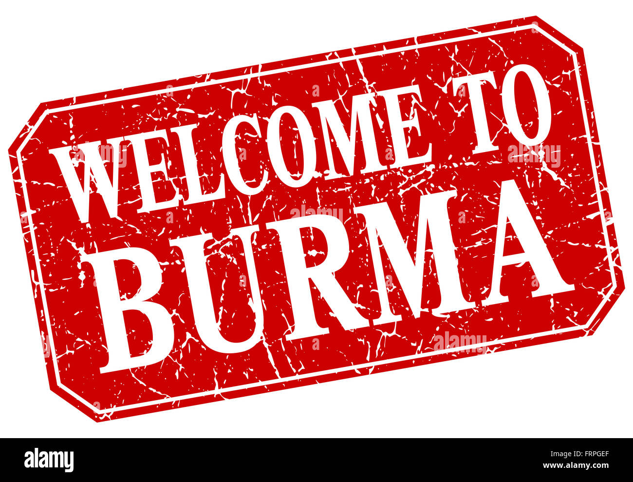 welcome to Burma red square grunge stamp Stock Photo - Alamy