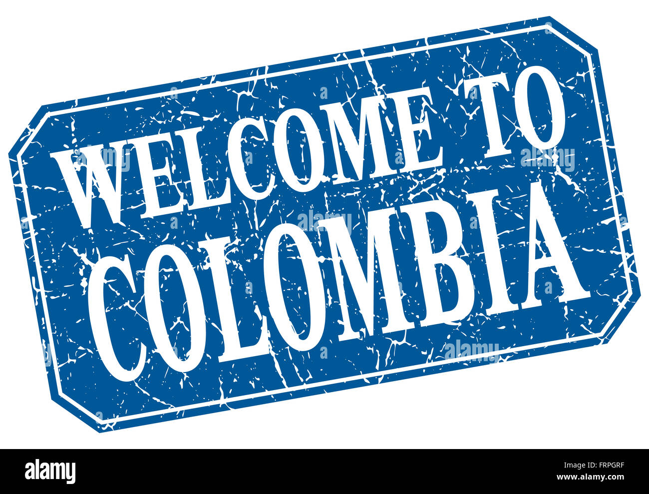 welcome to Colombia blue square grunge stamp Stock Photo - Alamy