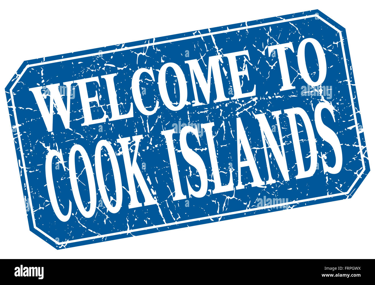 welcome to Cook Islands blue square grunge stamp Stock Photo - Alamy