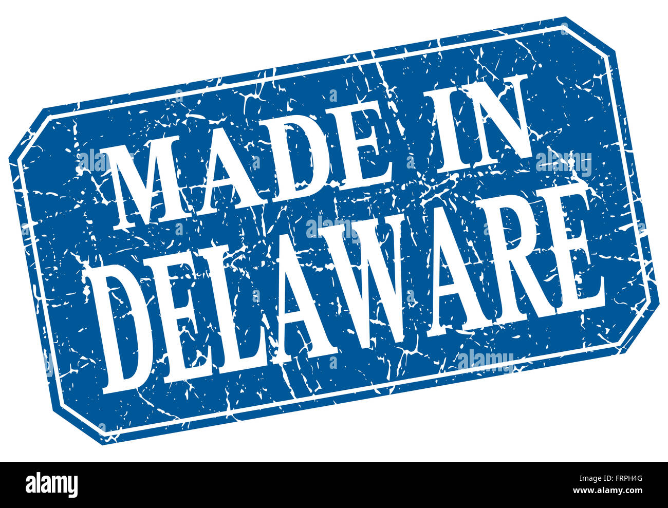 made in Delaware blue square grunge stamp Stock Photo - Alamy