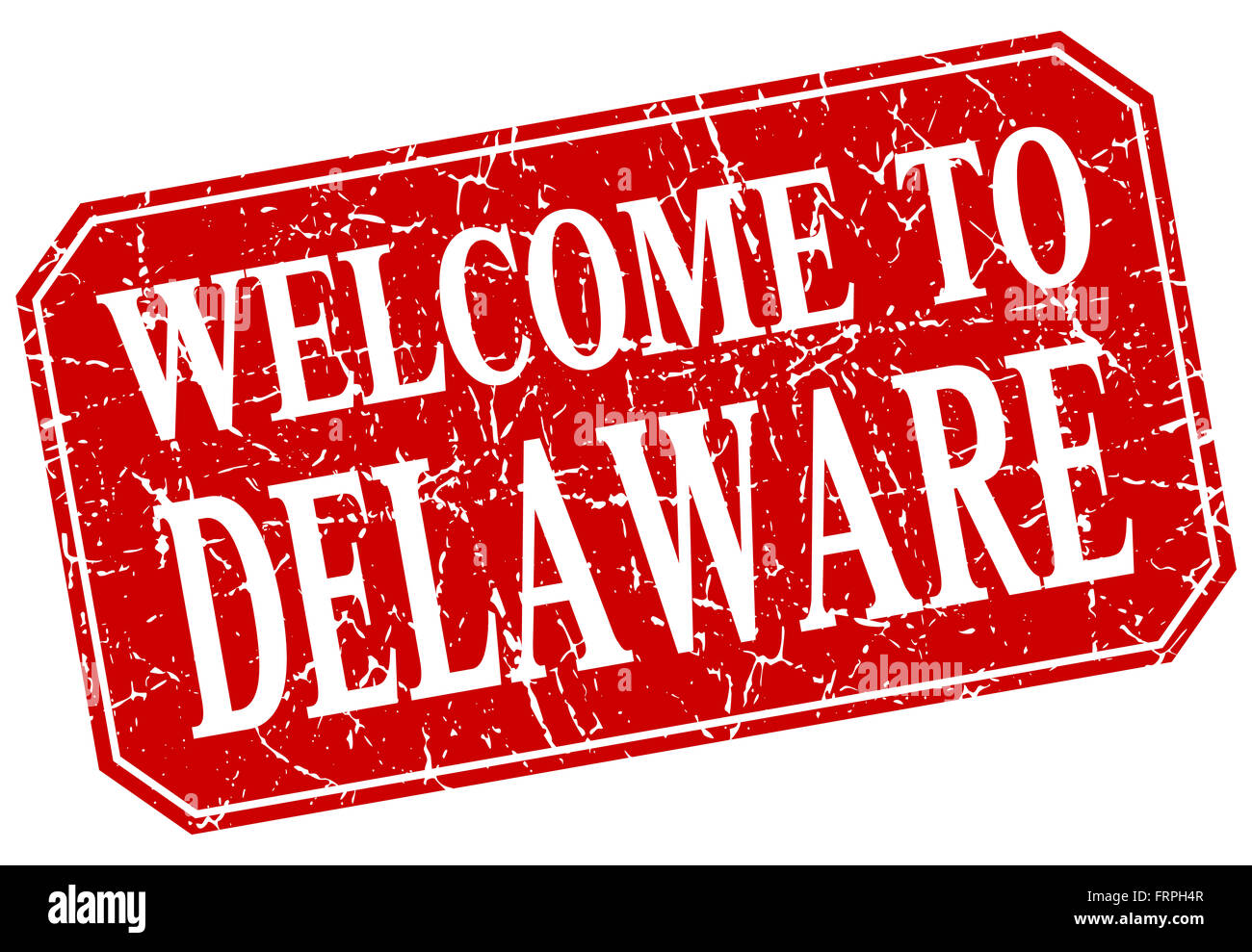welcome to Delaware red square grunge stamp Stock Photo - Alamy