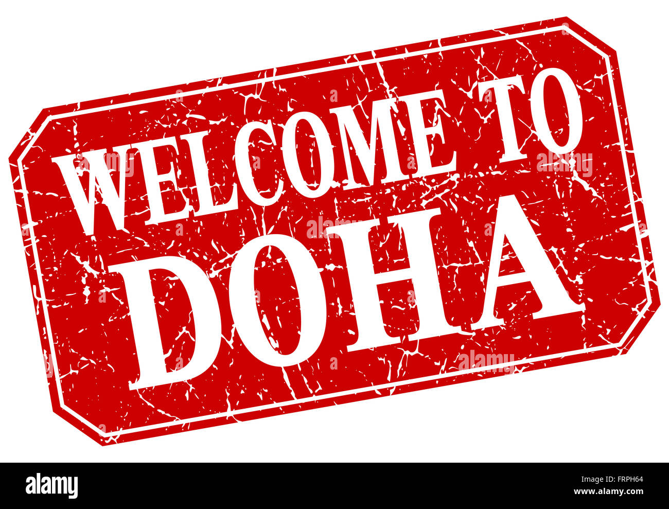 welcome to Doha red square grunge stamp Stock Photo - Alamy