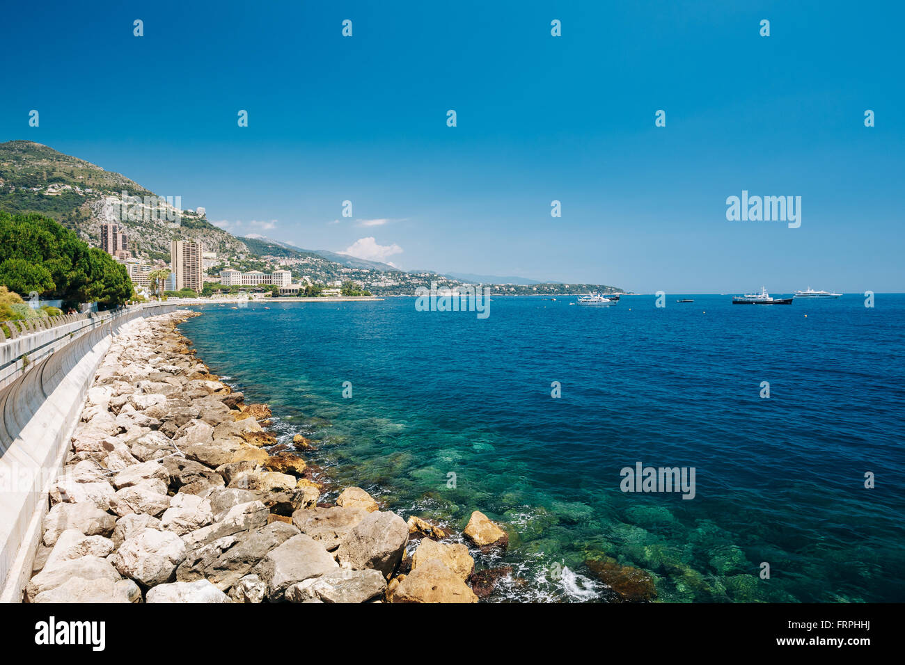 Scenic view of bay marine city quay of Monte Carlo, Monaco. Sunny ...