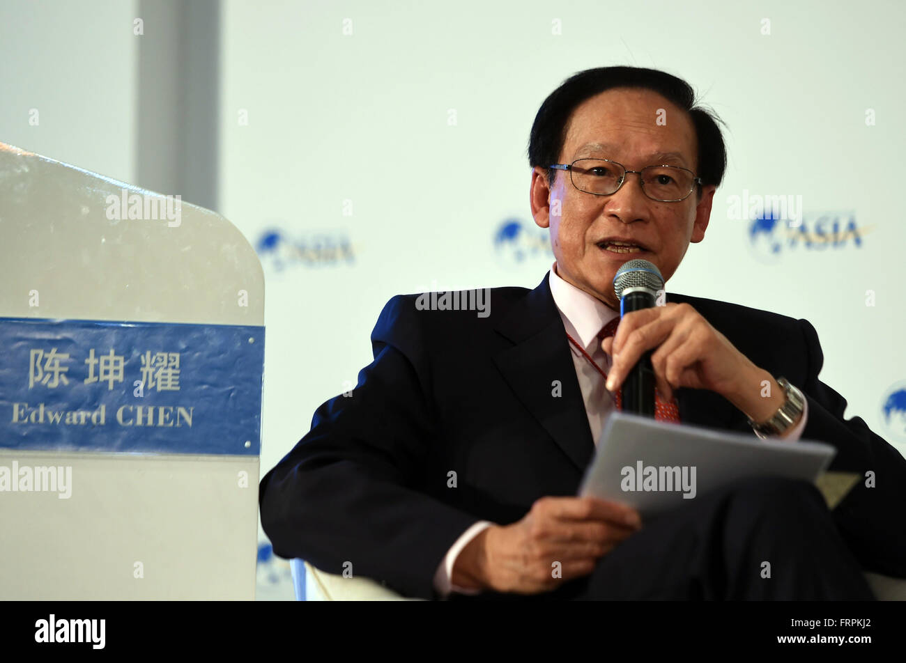 Boao, China's Hainan Province. 23rd Mar, 2016. Chen Kwan-yiu, former ...