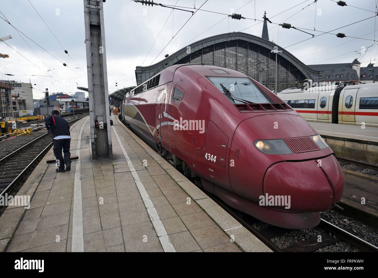 A Thalys high-speed train approaches the central railway station in ...