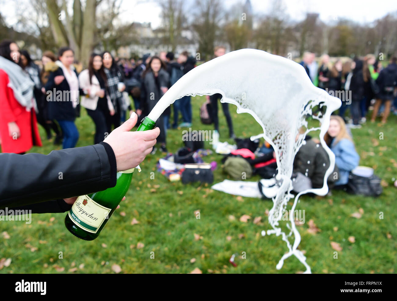 Abitur-level students celebrate the end of written Abitur exams at the ...