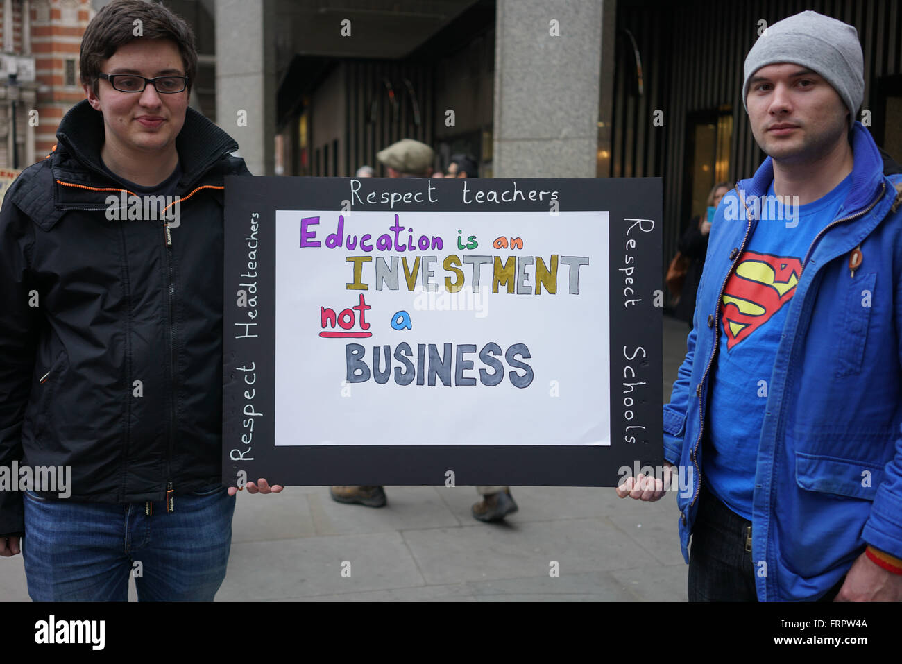 London, UK. 23th March, 2016. Hundreds of Teachers and student protests ...