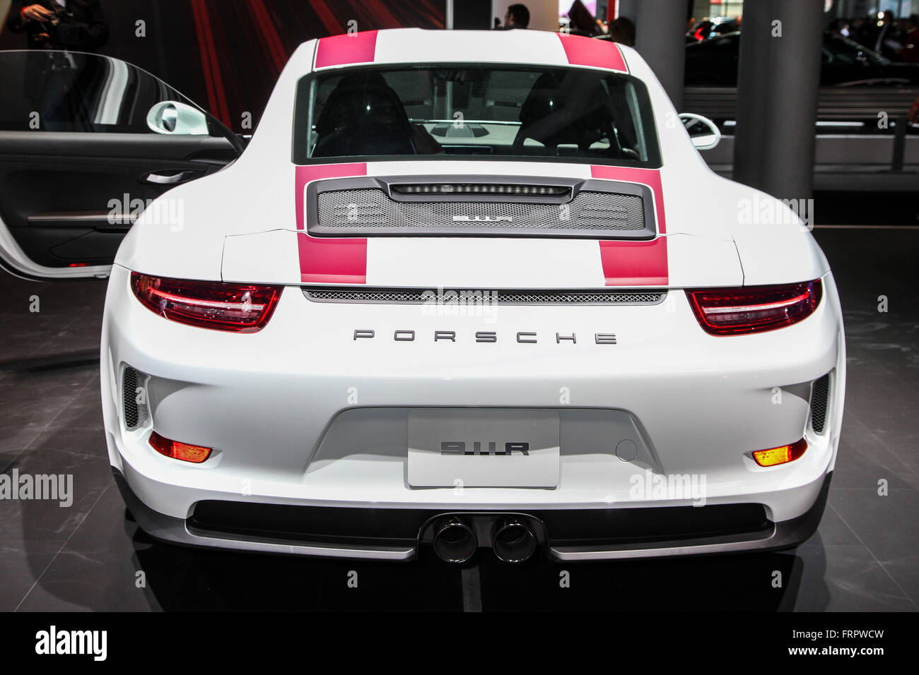 Manhattan, New York, USA. 23rd Mar, 2016. A Porsche 911 R rear view ...