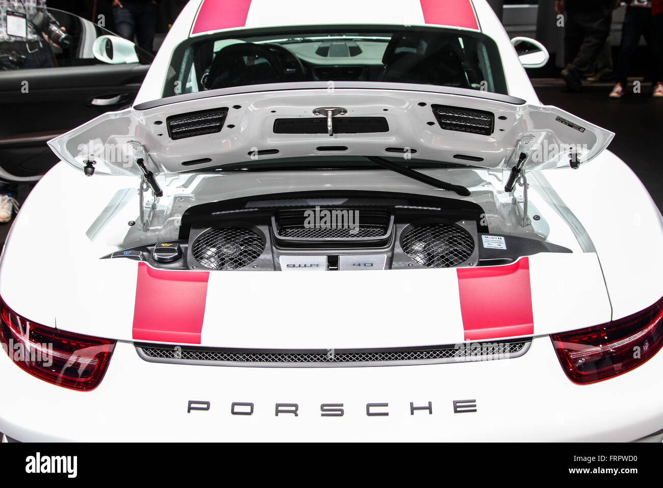 Manhattan, New York, USA. 23rd Mar, 2016. A Porsche 911 R rear view ...