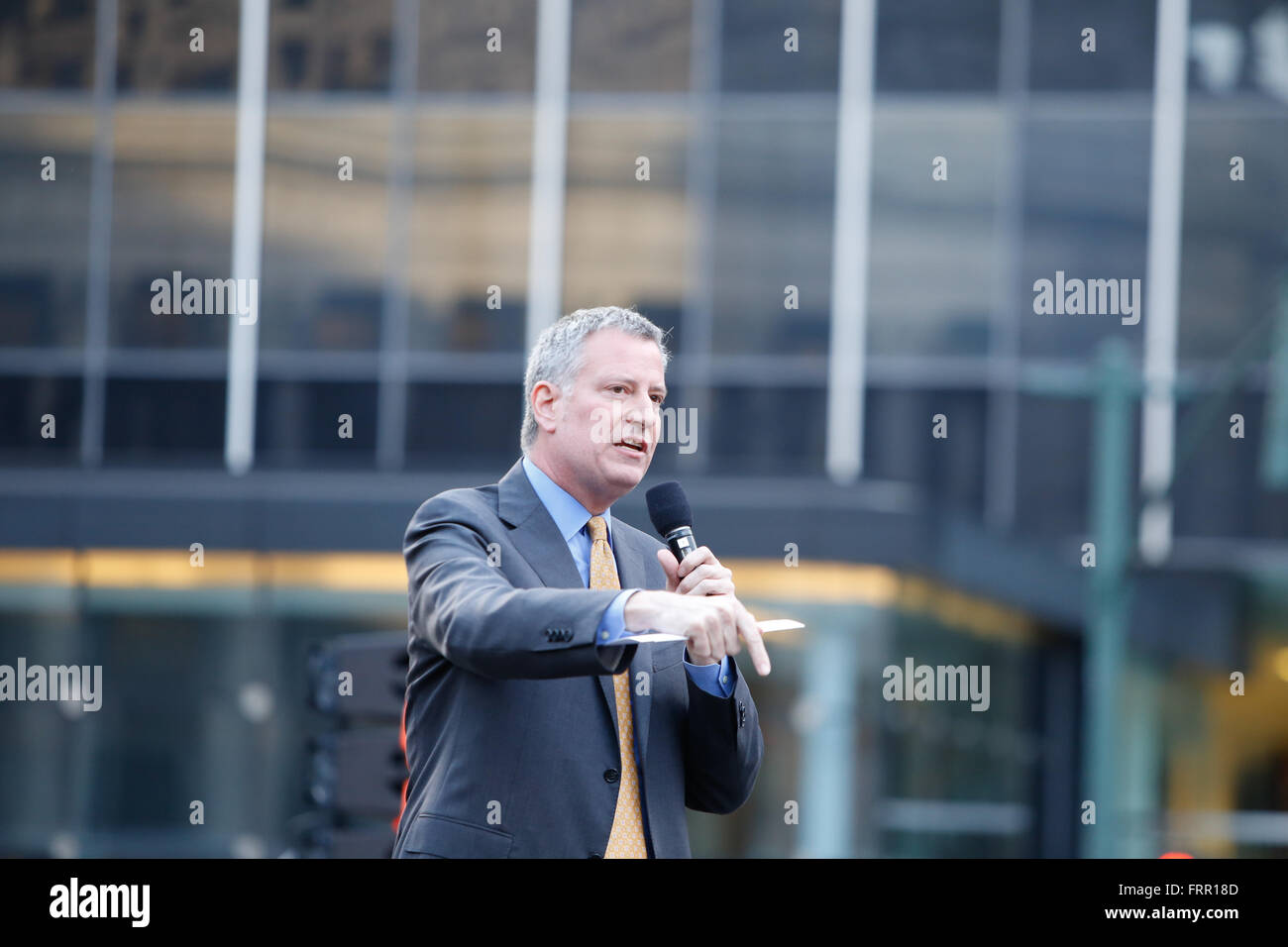 New York City, USA, 23 March 2016: Mayor de Blasio gestures while ...